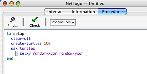 NetLogo 4.1.3 User Manual: Tutorial #3: Procedures