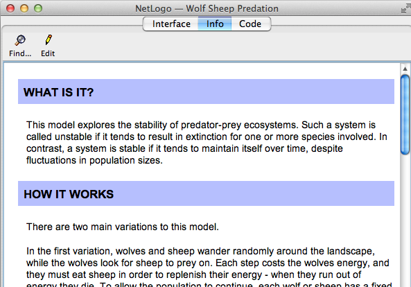 NetLogo 5.3.1 User Manual: Info Tab
