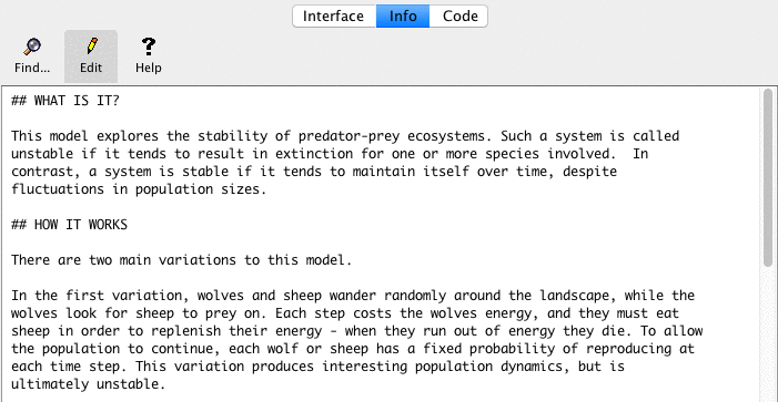 NetLogo 6.2.1 User Manual: Info Tab